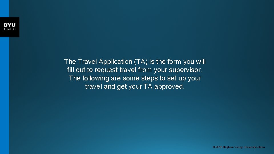 How to Format a TA 2016 Brigham Young