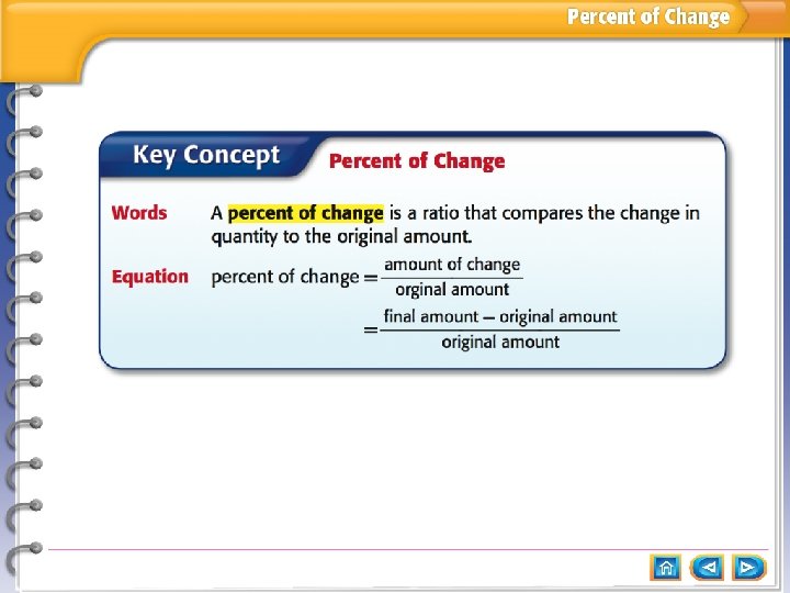 Main Idea and New Vocabulary Key Concept Percent