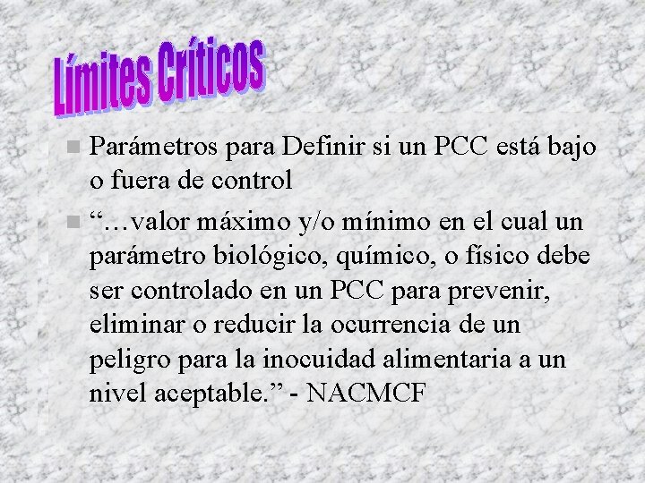 Parmetros para Definir si un PCC est bajo