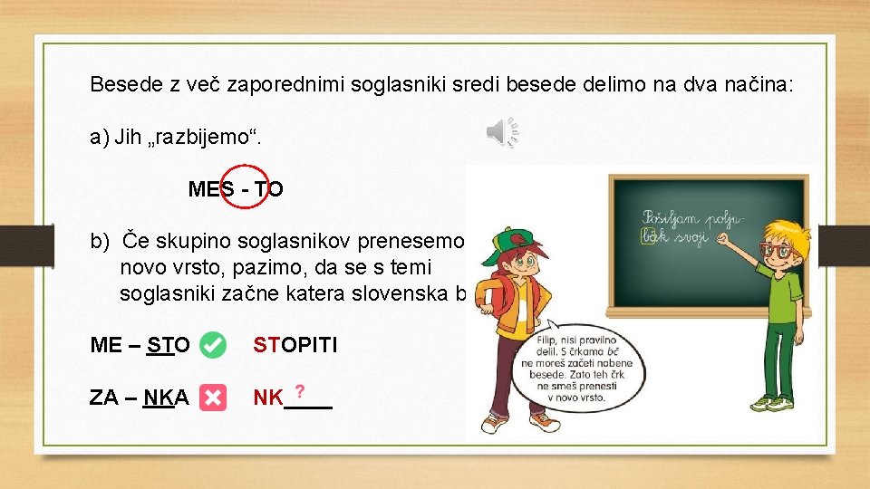 Kako delimo besede 5 razred Pred deljenjem besed