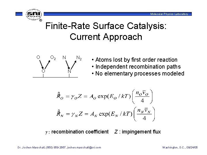 Molecular Physics Laboratory GasSurface Interactions on UHTC Materials