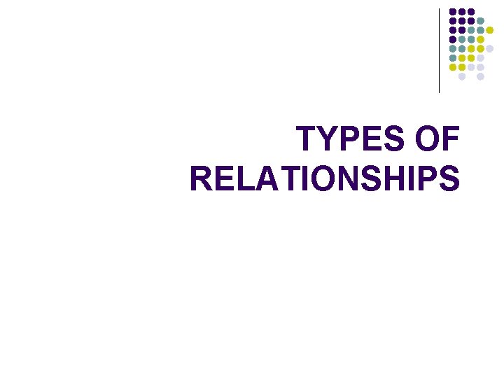 TYPES OF RELATIONSHIPS Create a Continuum of Human