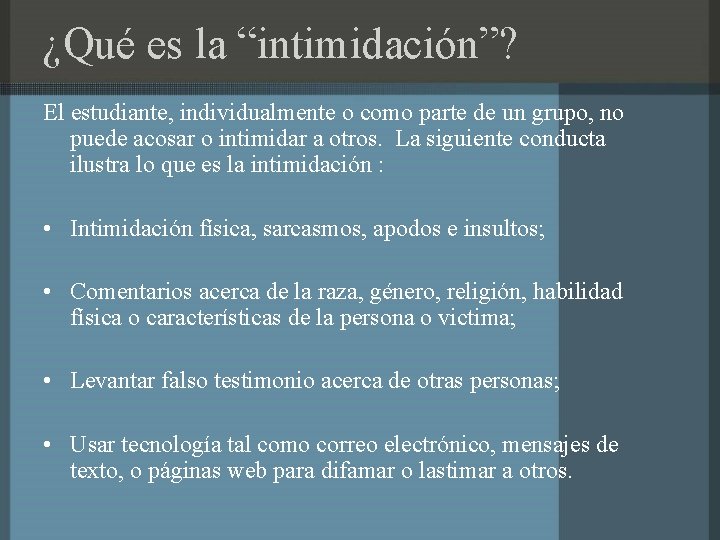 Teenage Bullying Intimidacin y Adolescentes Lo que los