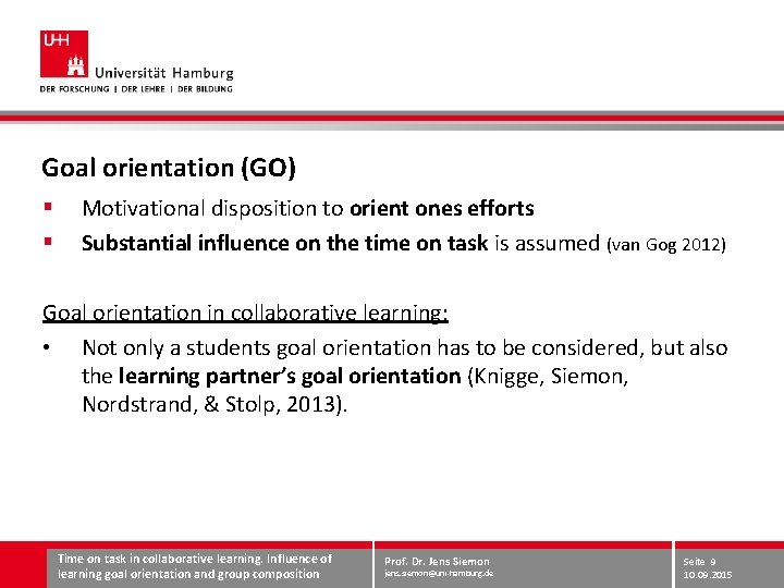 Time on task in collaborative learning Influence of