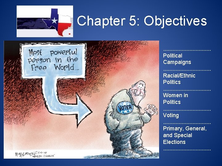 Chapter 5 Objectives Political Campaigns RacialEthnic Politics Women