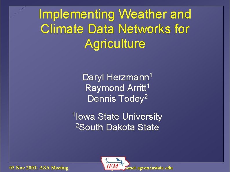 Implementing Weather And Climate Data Networks For Agriculture