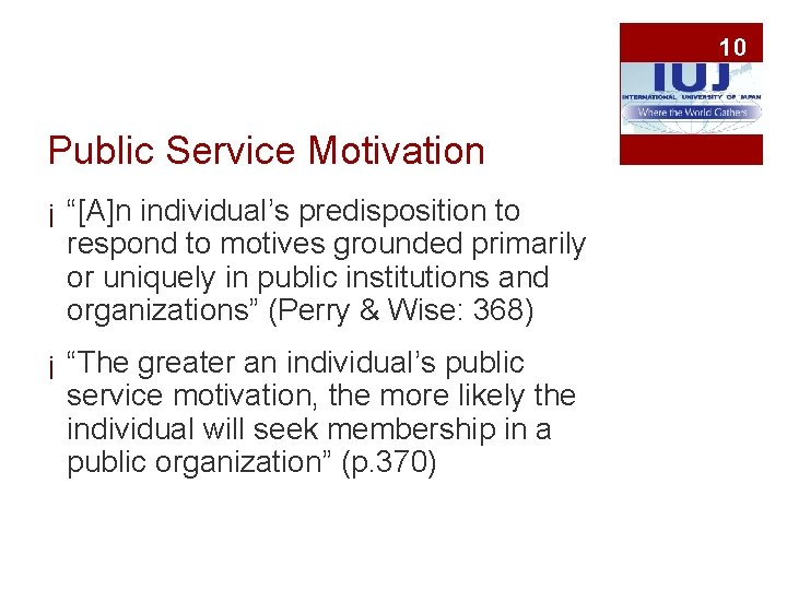 Overview of Public Management Motivation and Conflict Management