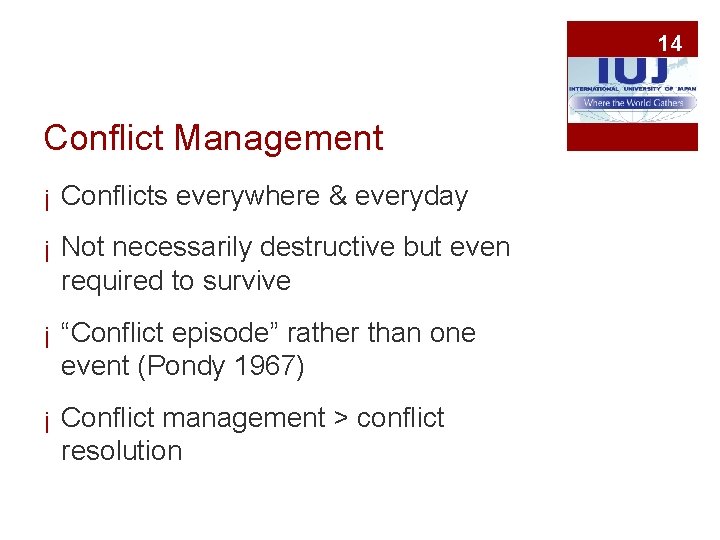 Overview of Public Management Motivation and Conflict Management