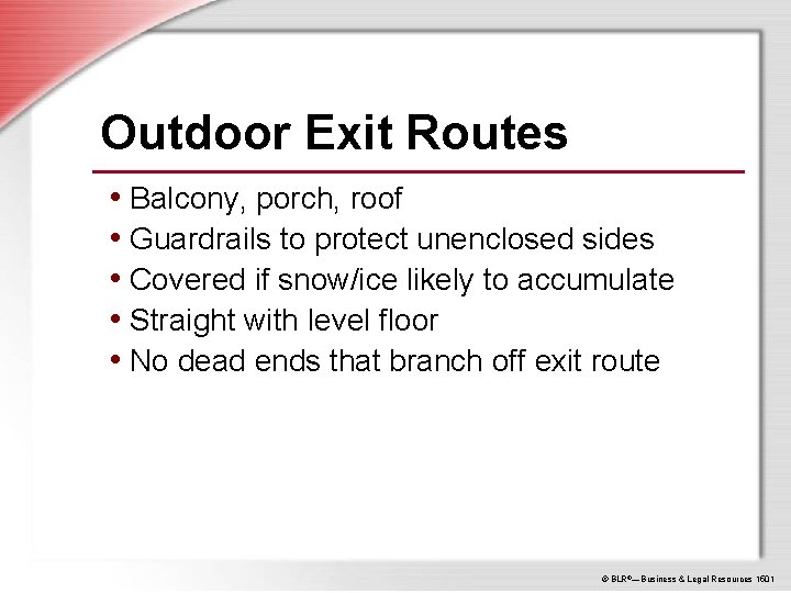 Exit Routes Supervisors BLRBusiness Legal Resources 1501 Session
