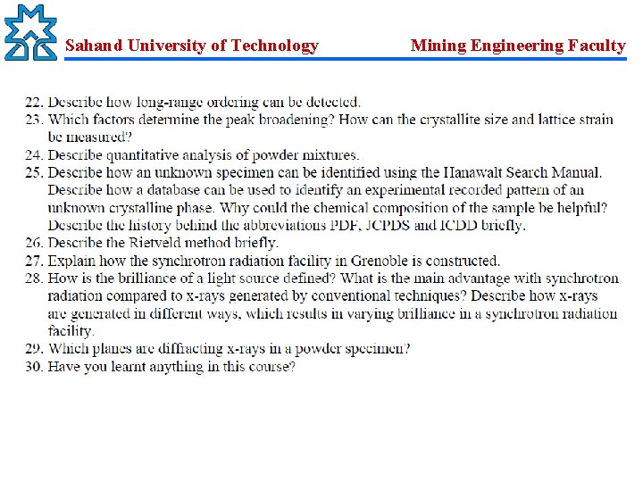 Sahand University of Technology Mining Engineering Faculty In