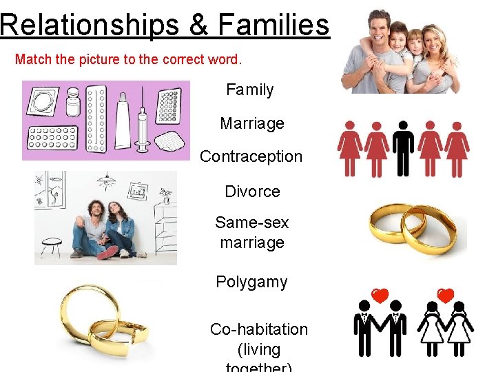 Relationships Families Match the picture to the correct