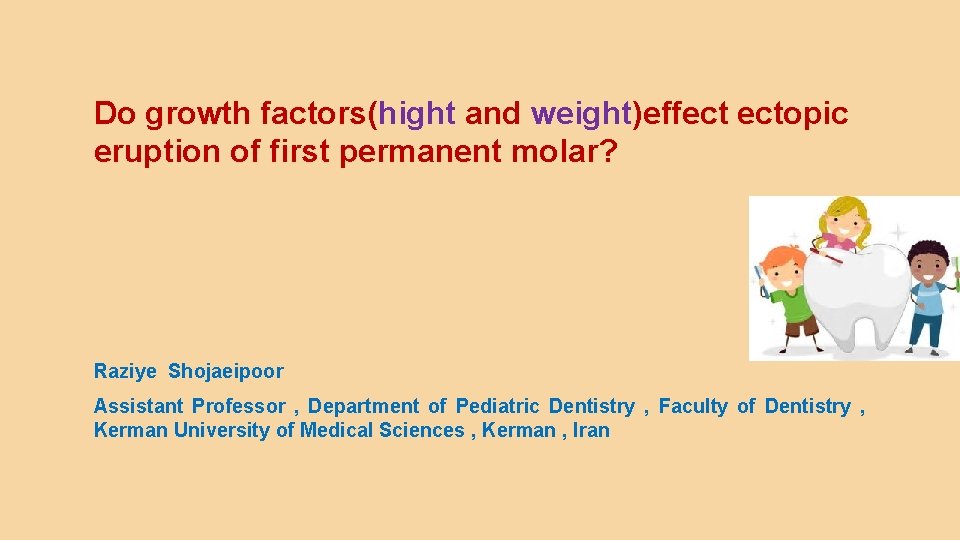 Do growth factorshight and weighteffect ectopic eruption of