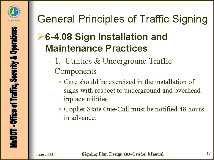 Signing Plan Design At Grade Intersections TEM Chapter