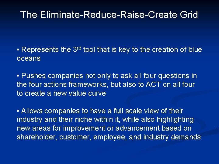 Blue Ocean Strategy Analytical Tools and Frameworks Team