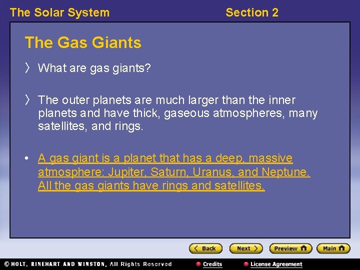 The Solar System Section 2 The Inner Planets