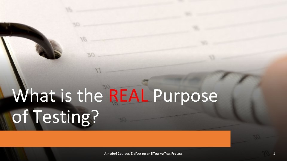 What is the REAL Purpose of Testing Amadori