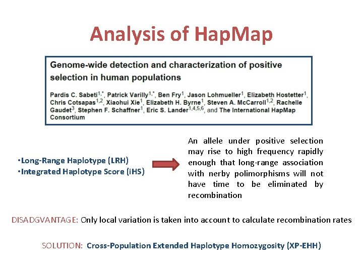 SELECTION Detection of the footprint of natural selection