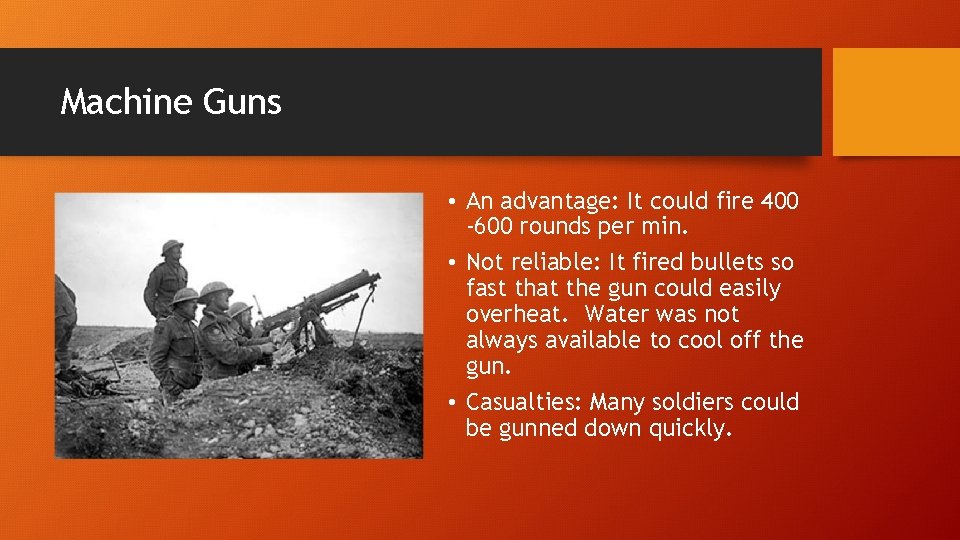 WW 1 Weapons Report Card Comments Machine Guns