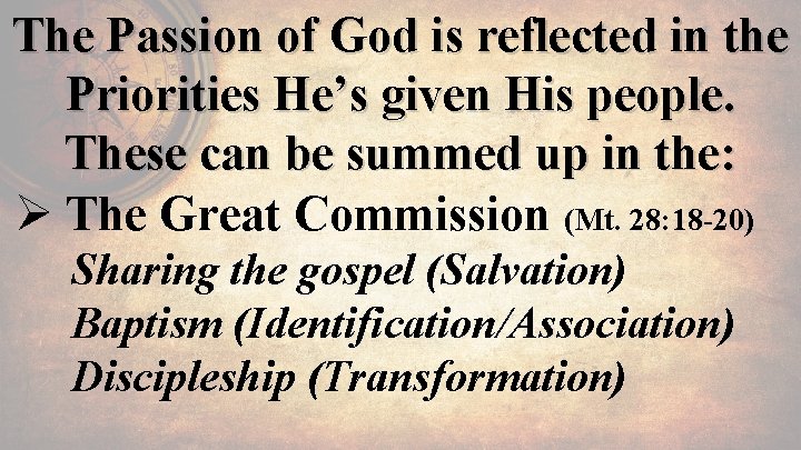 The Priorities of Gods People Understanding Gods call