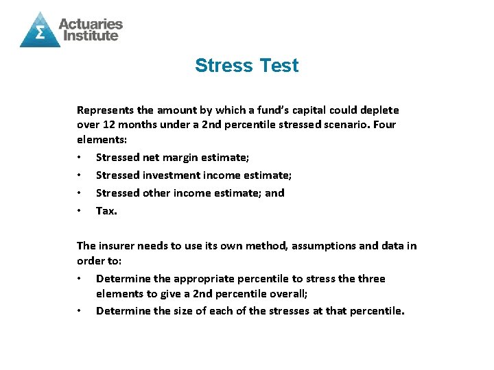 Capital Adequacy Test 1 Quantum of assets test