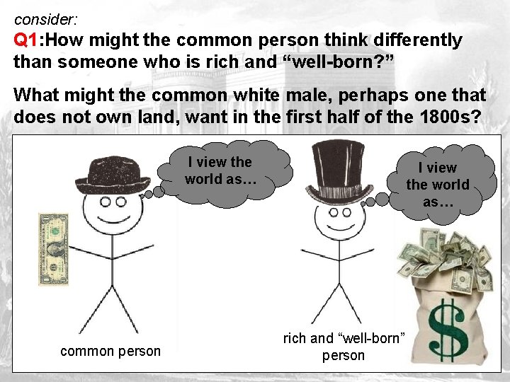 consider Q 1 How might the common person