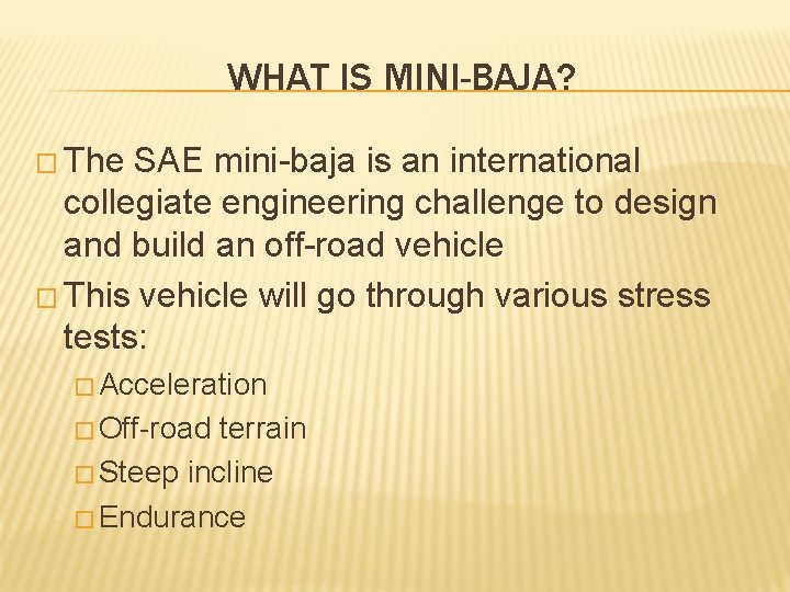 SAE MINI BAJA POWERTRAIN By Chris Gilson Spencer