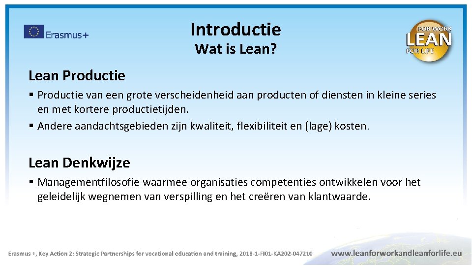 T 00 B LEAN BASIS TRAINING Introductie in