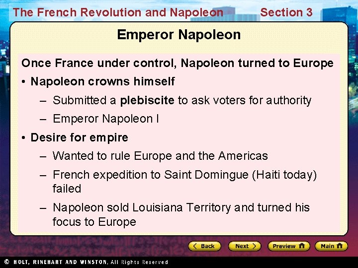 The French Revolution and Napoleon Section 3 Napoleons