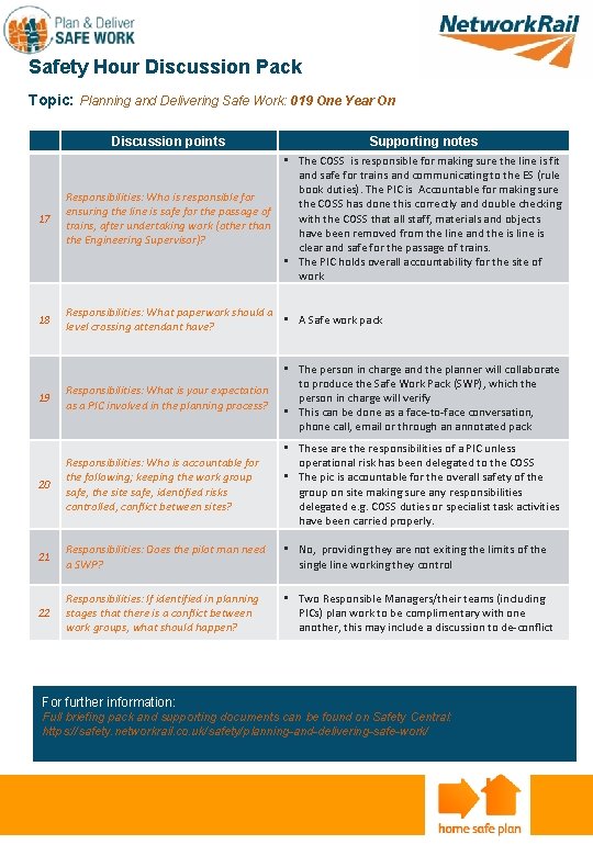 Safety Hour Discussion Pack Topic Planning and Delivering