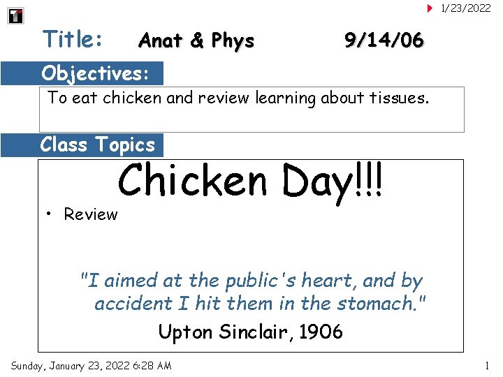 1232022 Title Anat Phys 91406 Objectives To eat