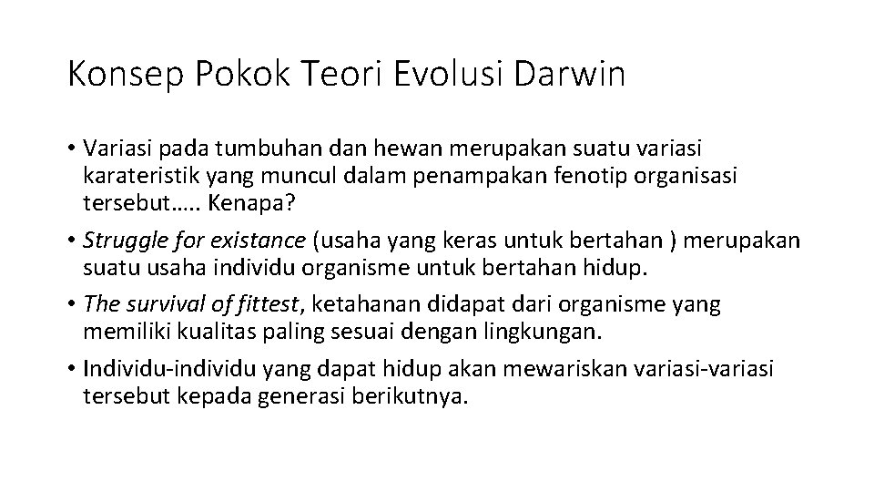 Perkembangan Teori Evolusi Oleh Suratsih Tahap Perkembangan Teori