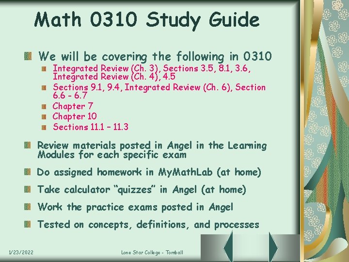 Welcome To LSCTomball Independent Study Math Course Yes