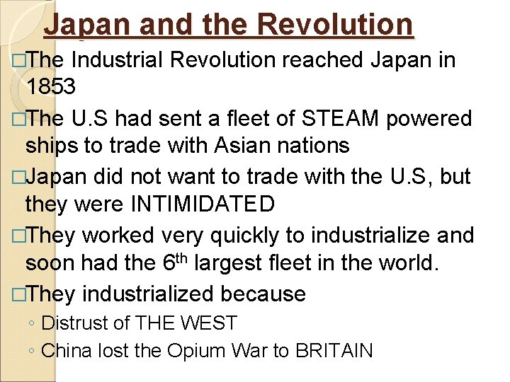Intro to the Industrial Revolution Industrial Revolution True