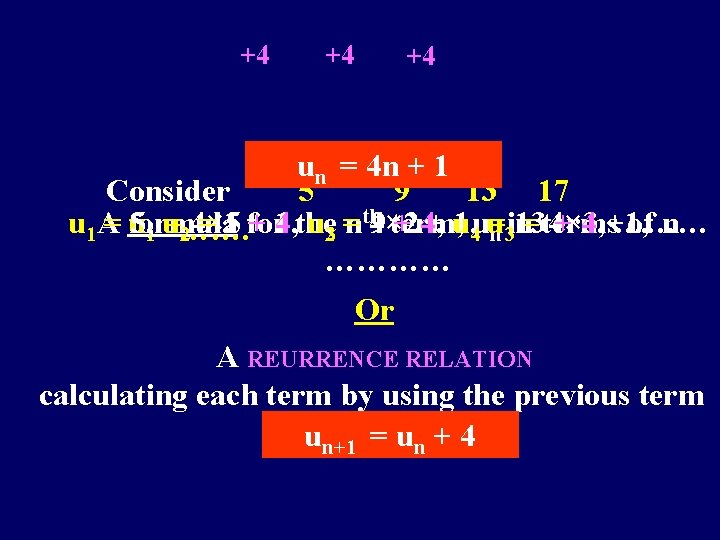 Find a formula connecting the variables in each