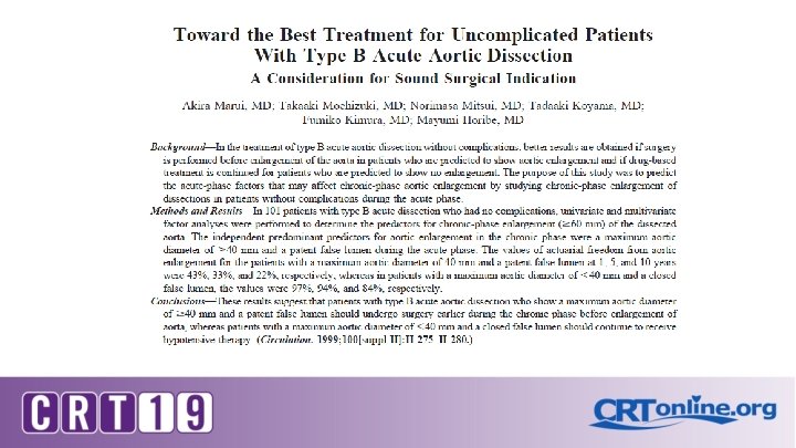 Treatment Approaches for Type B Aortic Dissection What