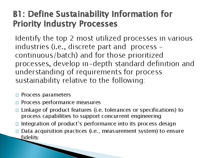 Sustainable Processes Top Solutions B 1 Define Sustainability