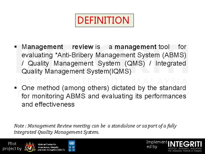 ISO 37001 2016 AntiBribery Management System MANAGEMENT REVIEW