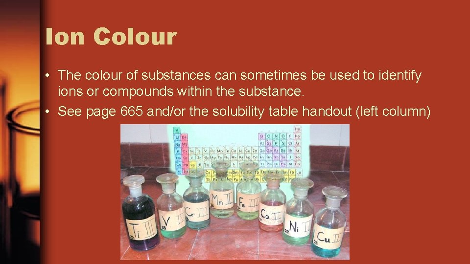 QUALITATIVE CHEMICAL ANALYSIS No numbers or calculations Qualitative