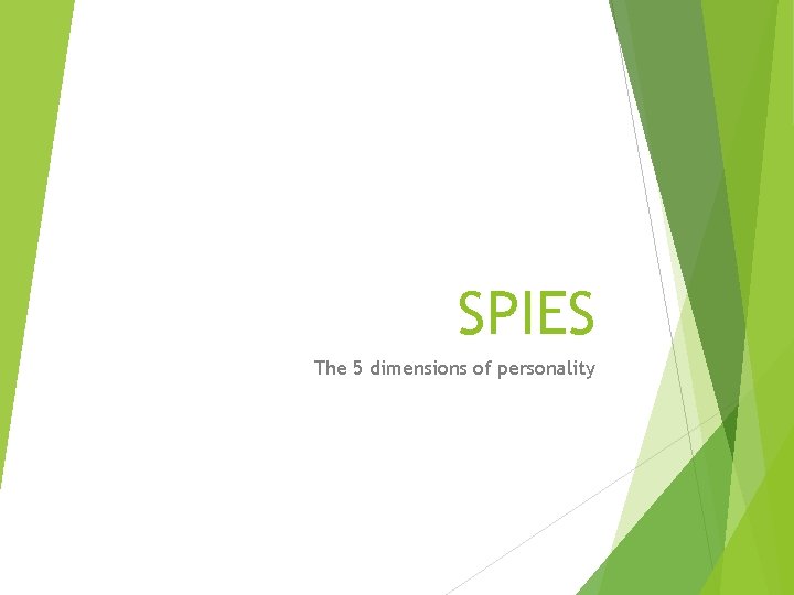 SPIES The 5 dimensions of personality Every Person