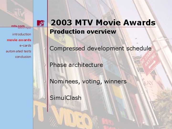 Tom Bahnck introduction MTV Networks online development movie