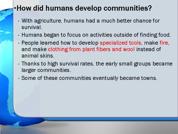 How did the first communities develop PA 71