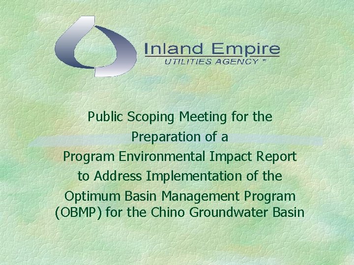 Public Scoping Meeting for the Preparation of a