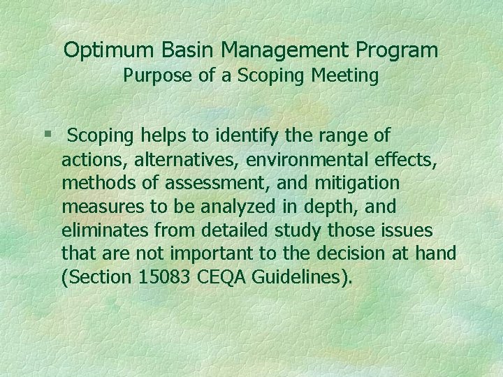 Public Scoping Meeting for the Preparation of a