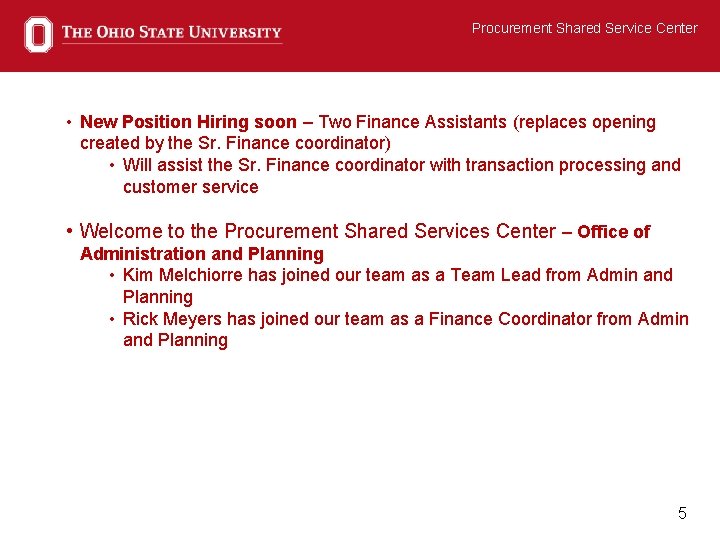 Procurement Shared Service Center December 21 2017 Carmen