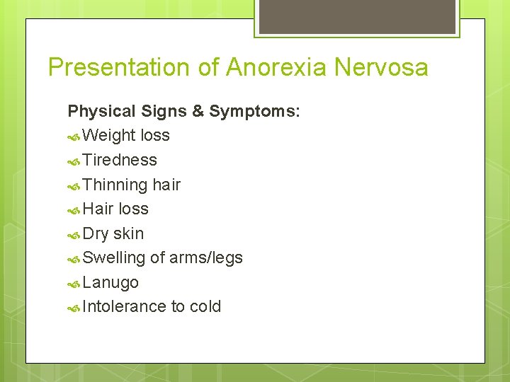 Anorexia Nervosa A Case Study By Colleen Shank