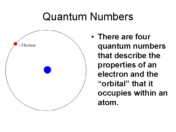 Chapter 5 Quantum Numbers Part 1 Quantum Numbers