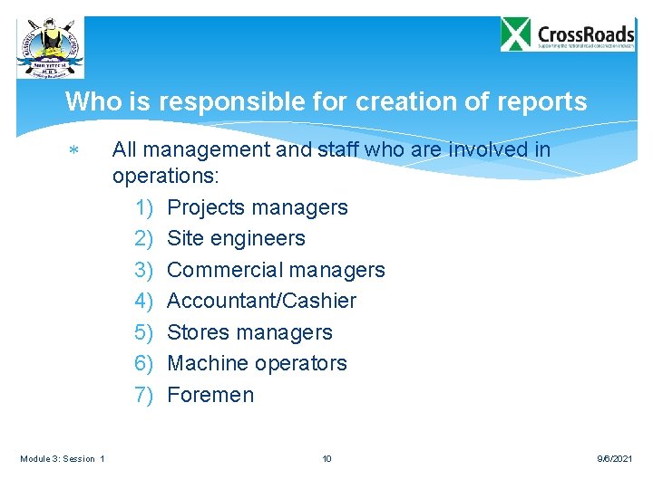 Module 3 Management Reporting and Budgeting SESSION 1