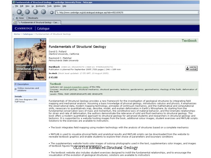 GLG 510 Advanced Structural Geology New framework Integration