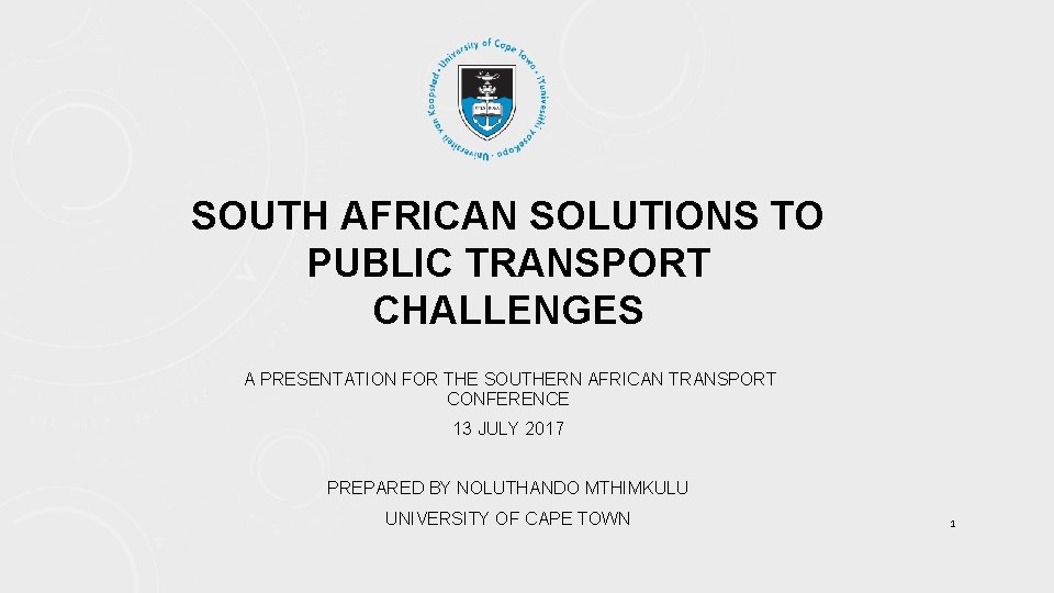 SOUTH AFRICAN SOLUTIONS TO PUBLIC TRANSPORT CHALLENGES A