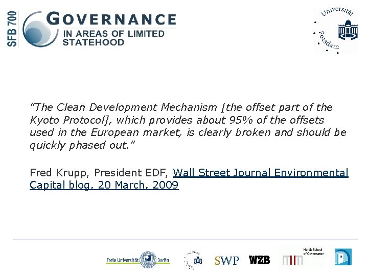 Reforming Carbon Governance The Clean Development Mechanism CDM